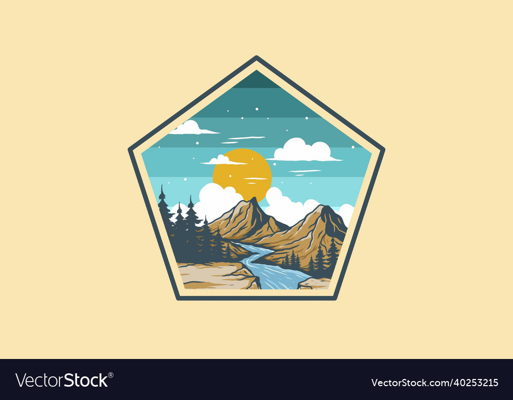 River between mountain cliffs Royalty Free Vector Image