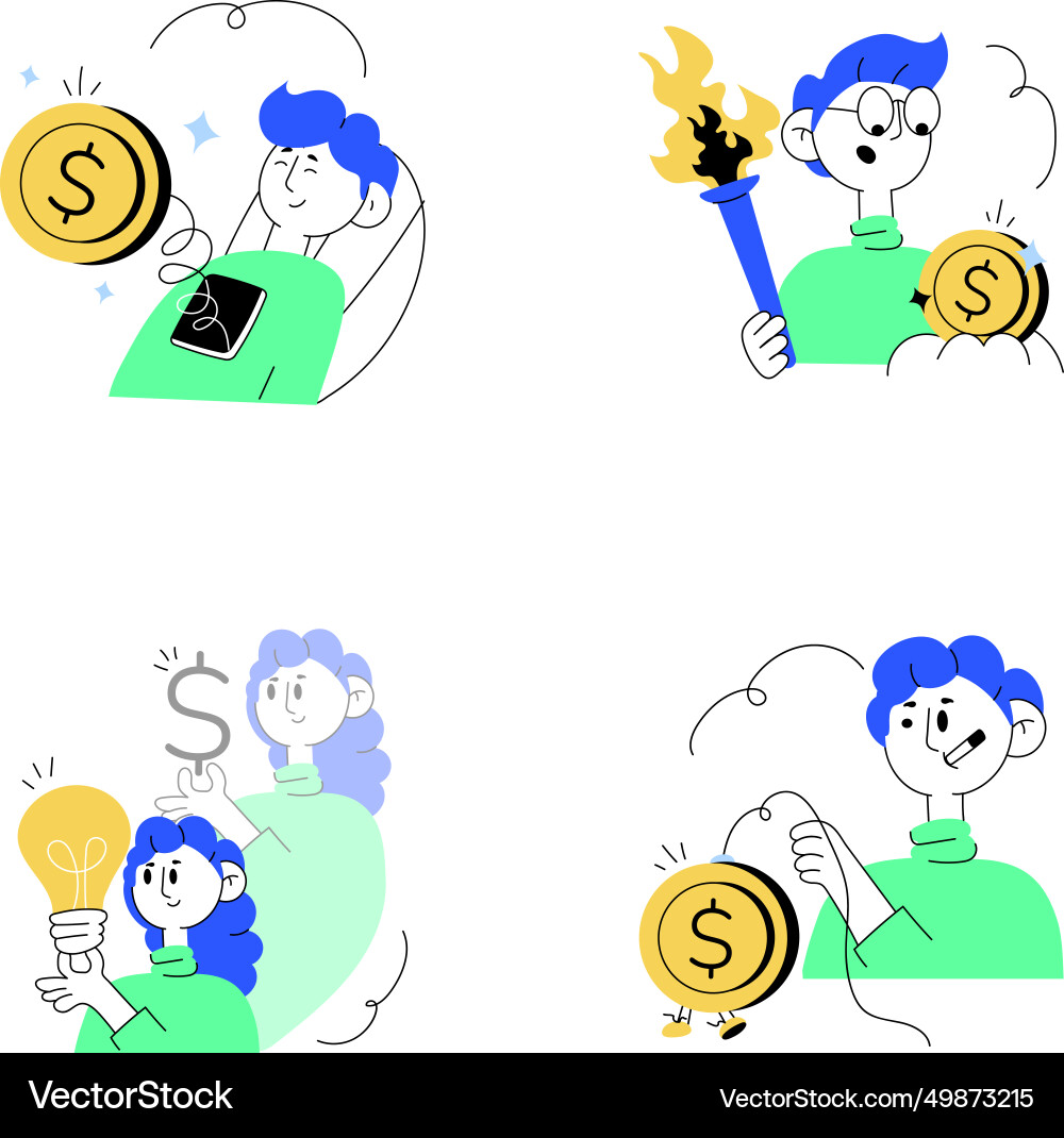 Set of finance mini doodle Royalty Free Vector Image