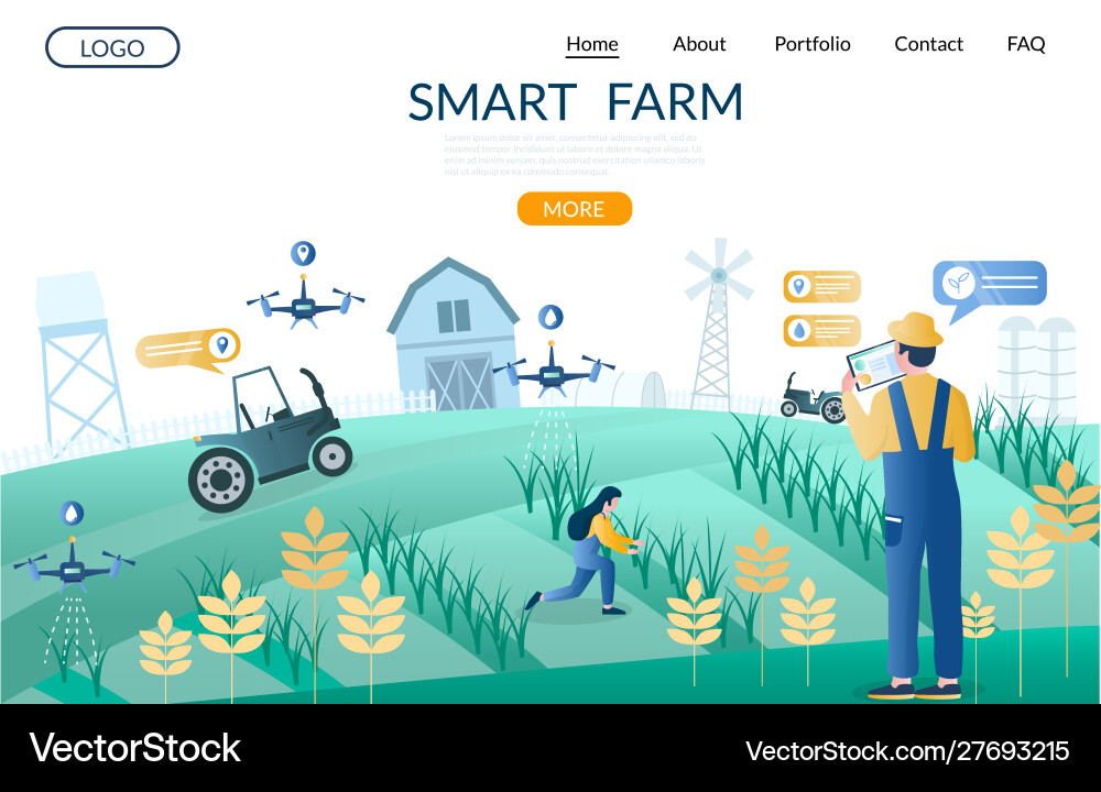 Smart farm website landing page design Royalty Free Vector
