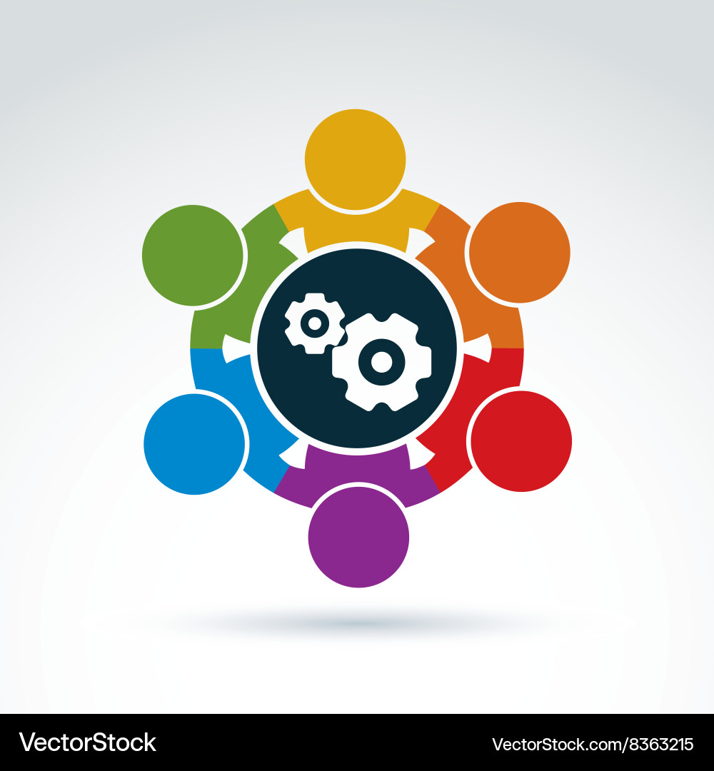 Teamwork and business team with gears and cogs Vector Image