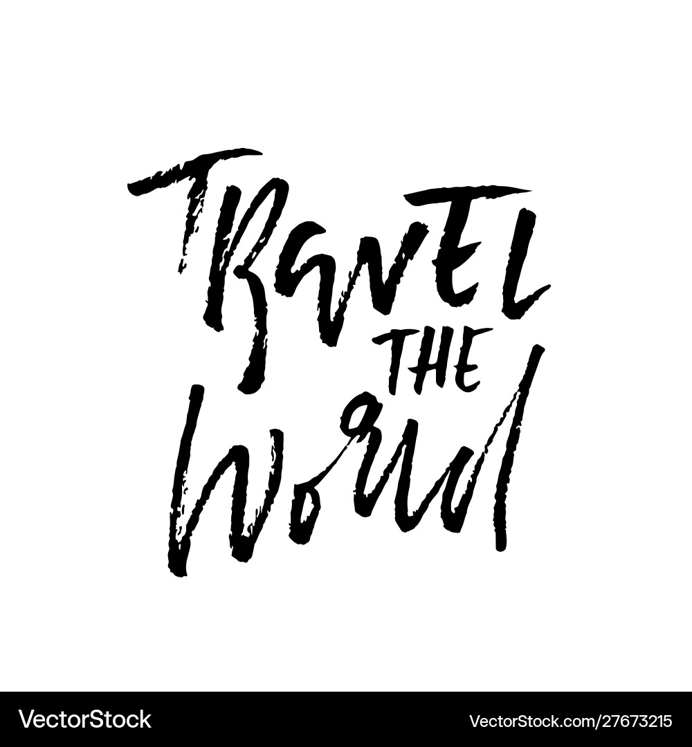 Travel world ink handwritten Royalty Free Vector Image