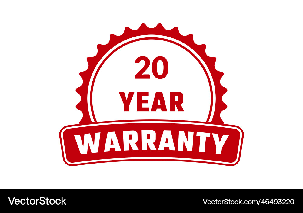 20 year warranty rubber stamp Royalty Free Vector Image