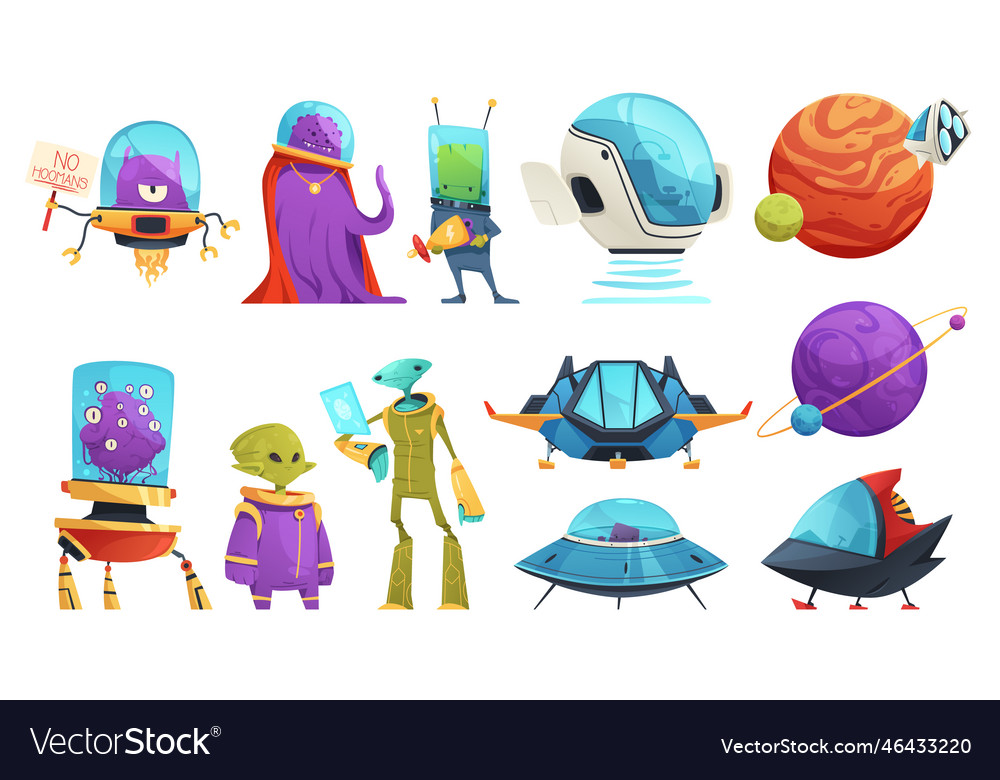 Alien characters set Royalty Free Vector Image