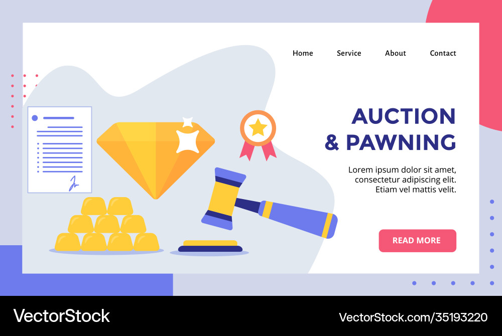 Auction and pawning gavel background diamond Vector Image