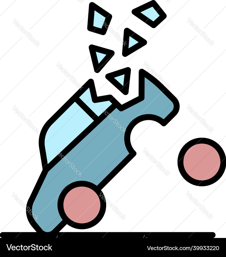 Car accident crash icon color outline Royalty Free Vector