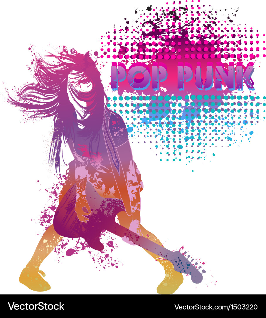 Girl playing guitar pop punk Royalty Free Vector Image