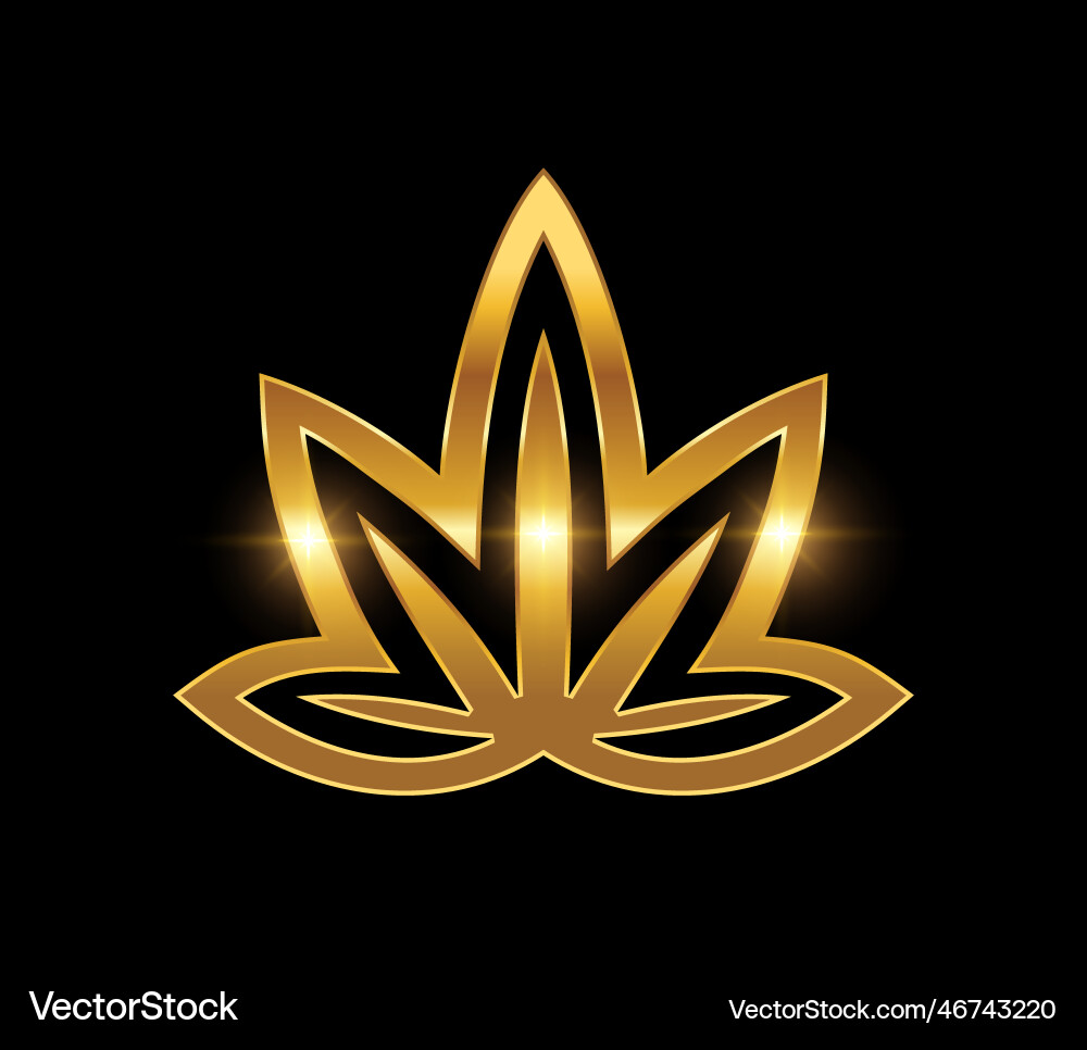 Golden cannabis leaf logo icon Royalty Free Vector Image