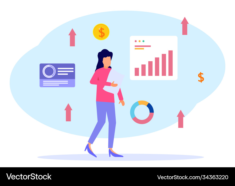 Graphic cartoon character business analysis Vector Image