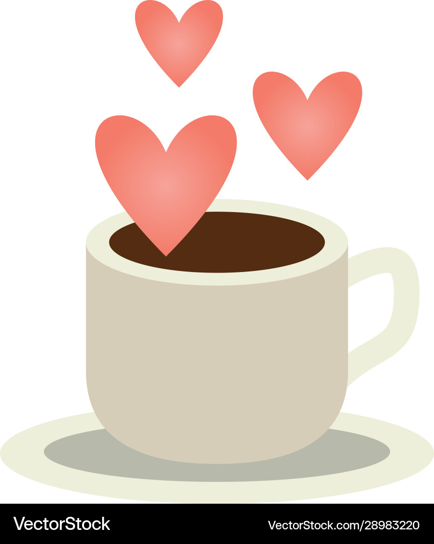 Happy valentines day coffee cup with hearts Vector Image