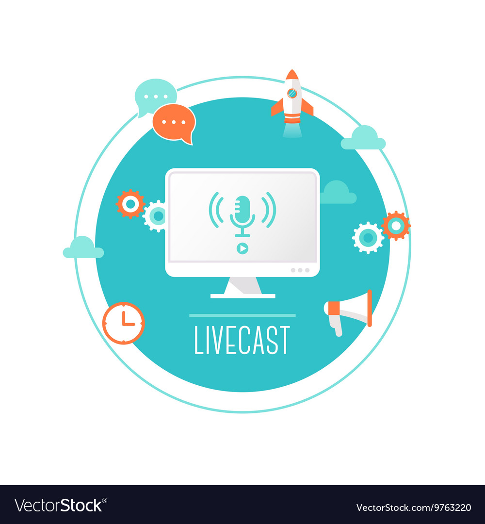 Livecast or web stream computer Royalty Free Vector Image