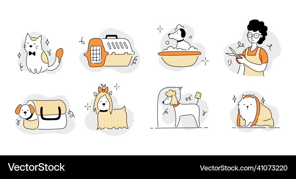 Pet grooming salon icon set Royalty Free Vector Image