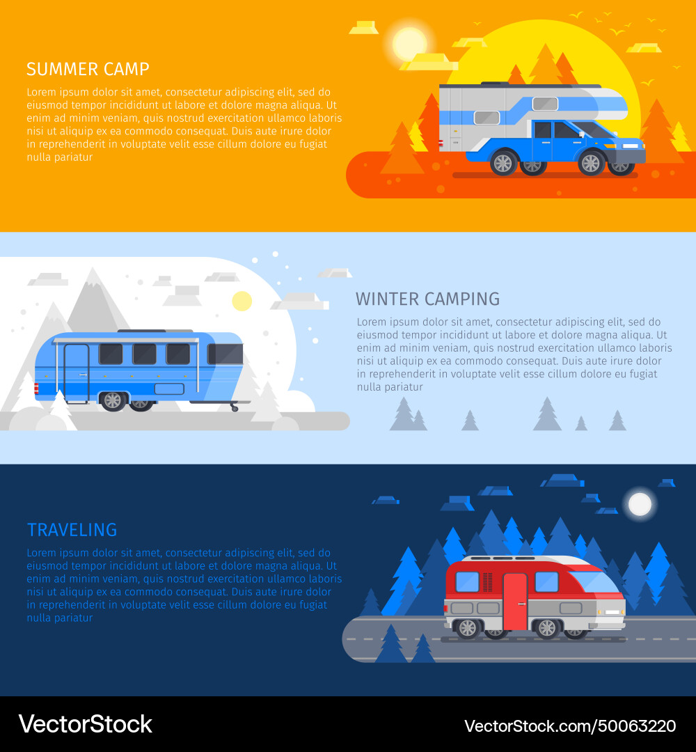 Recreational vehicles banner set Royalty Free Vector Image
