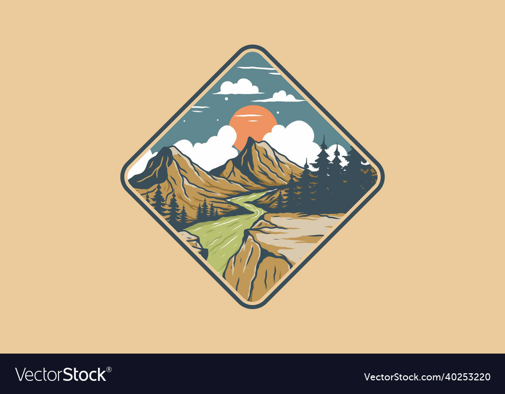 River between mountain cliffs Royalty Free Vector Image