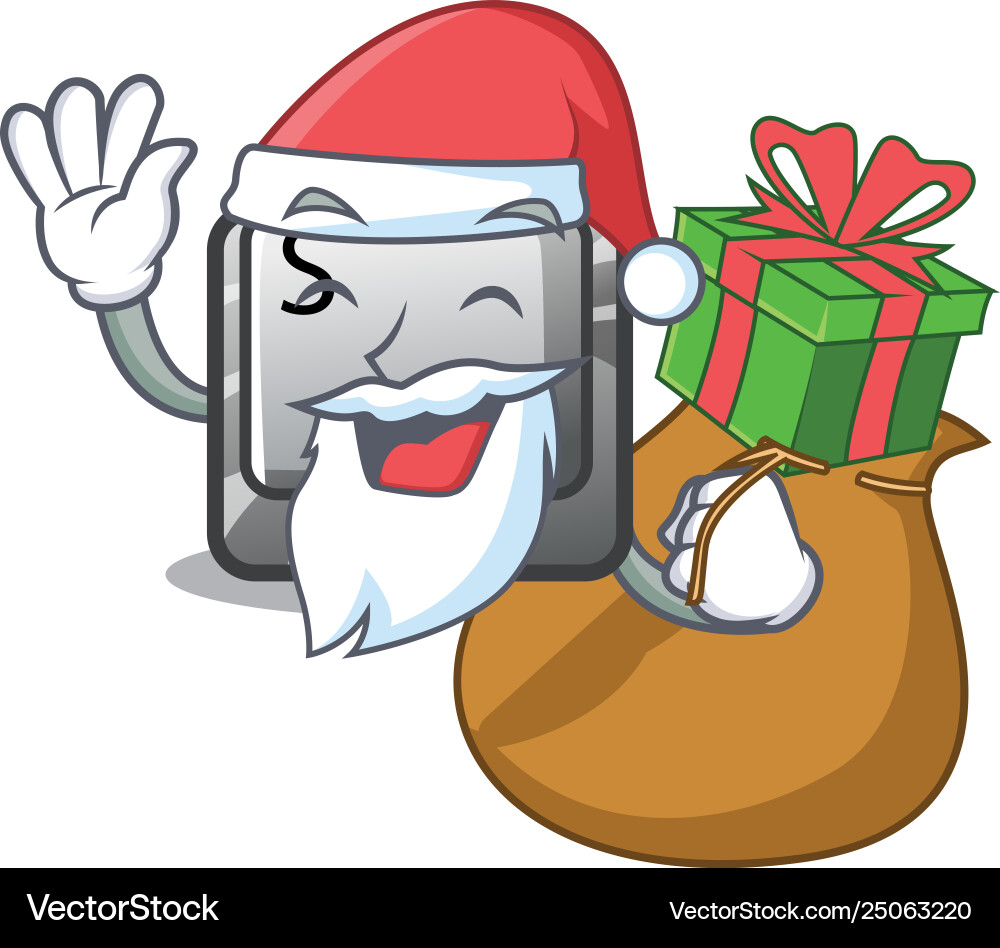 Santa with gift button s isolated mascot Vector Image