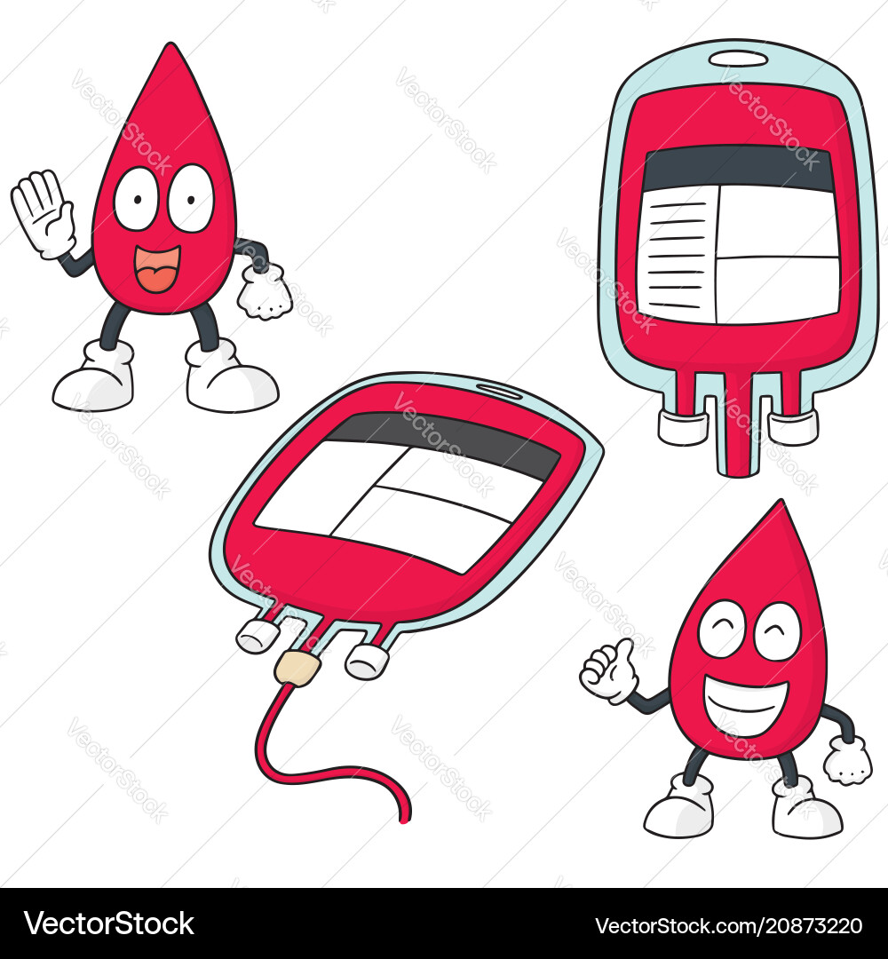 Set of blood bag Royalty Free Vector Image - VectorStock
