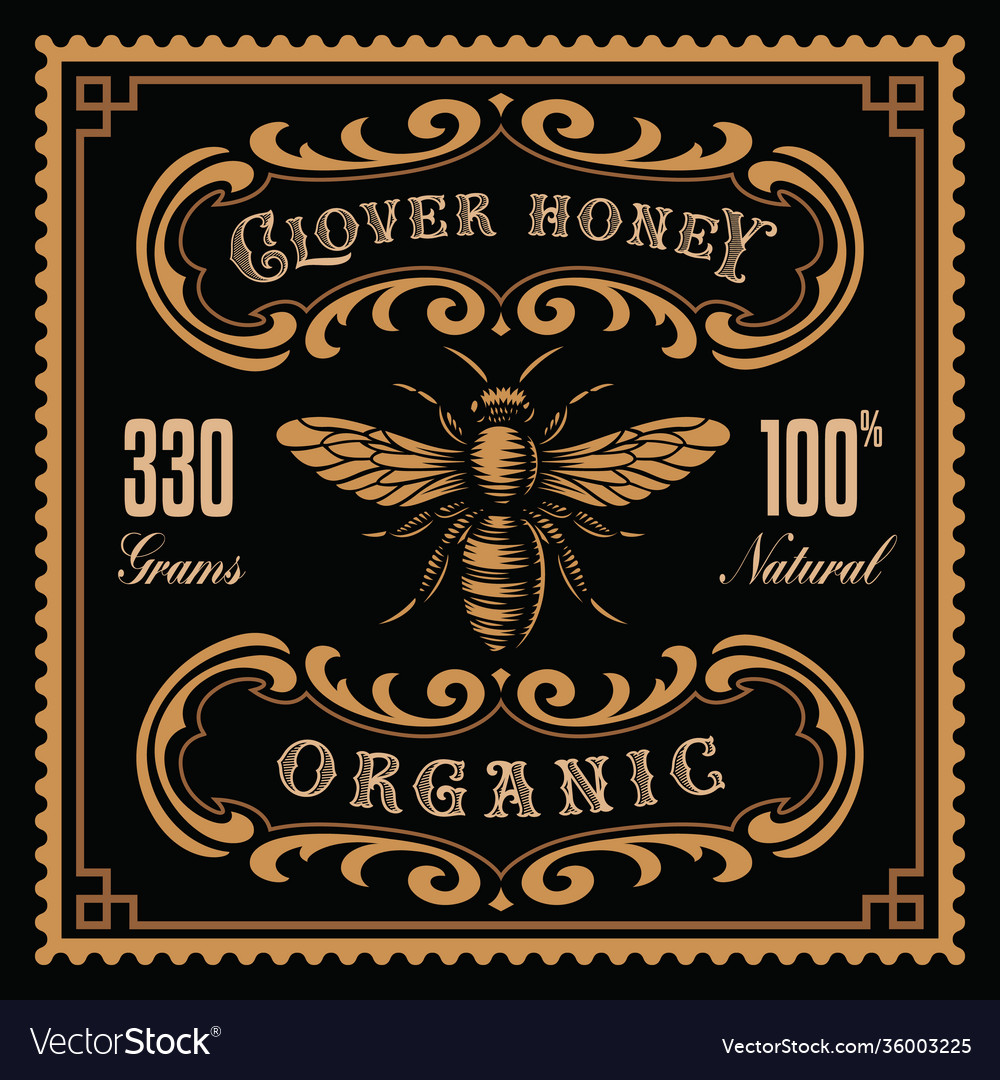 A Honey Label In Retro Style Royalty Free Vector Image