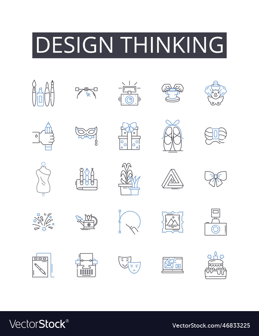 Design thinking line icons collection creative Vector Image