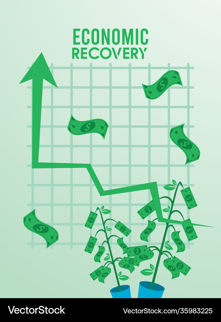 Economic recovery statistics arrow with bills Vector Image