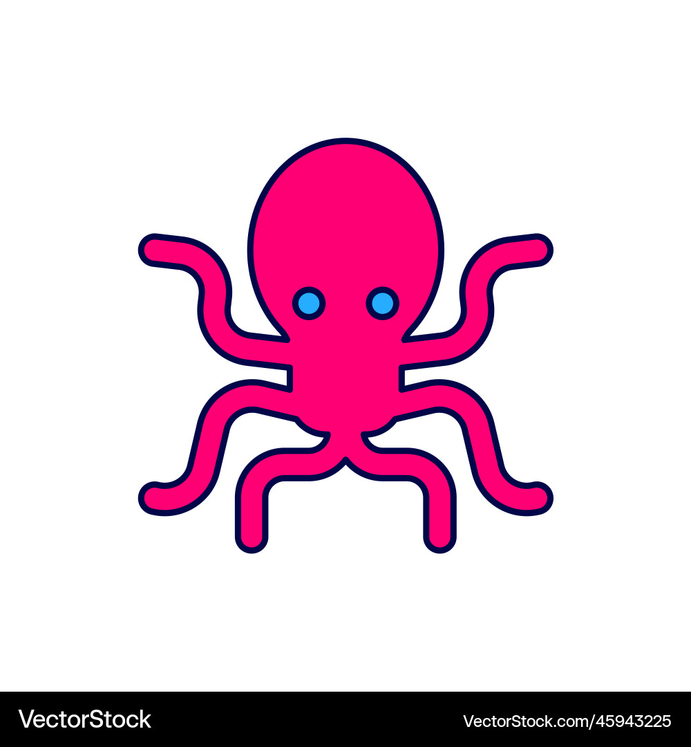 Filled outline octopus icon isolated on white Vector Image