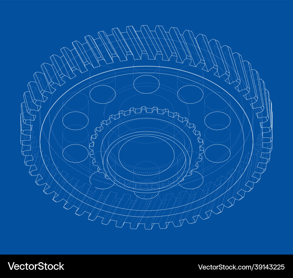Gear wheel rendering of 3d Royalty Free Vector Image