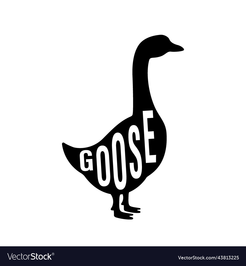 Goose Black Silhouette With Lettering Royalty Free Vector