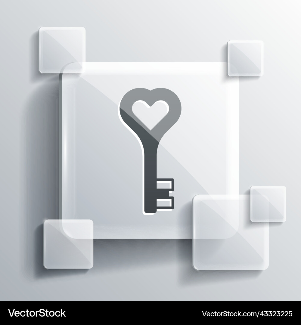 Grey key in heart shape icon isolated on Vector Image