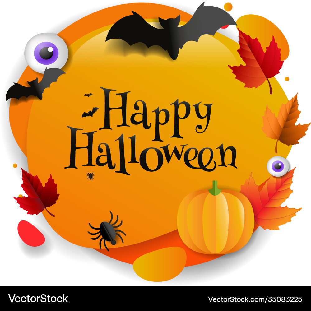 Halloween speech bubble with autumn leaves white Vector Image