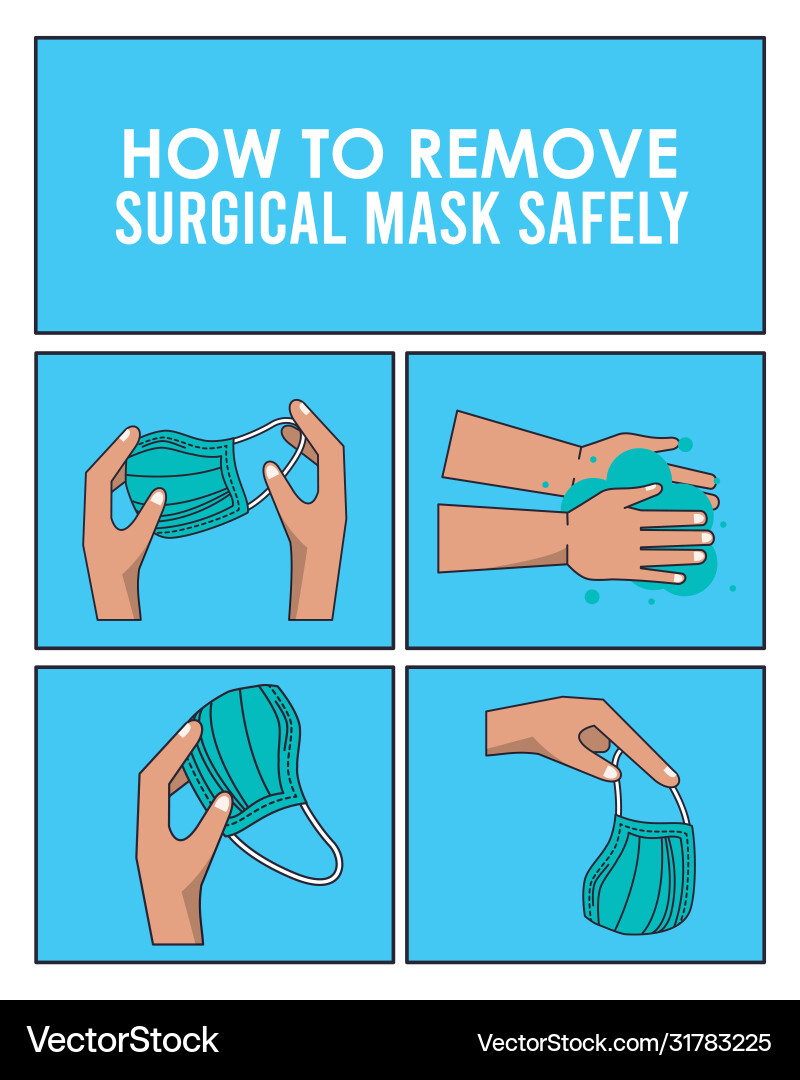 How to remove surgical mask covid19 Royalty Free Vector