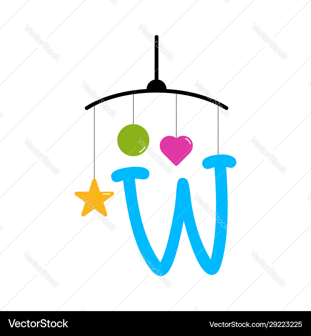 Initial letter w toy baby Royalty Free Vector Image