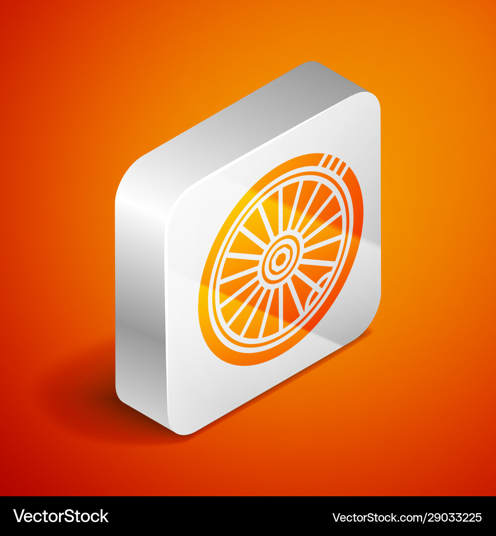 Isometric car wheel icon isolated on orange Vector Image