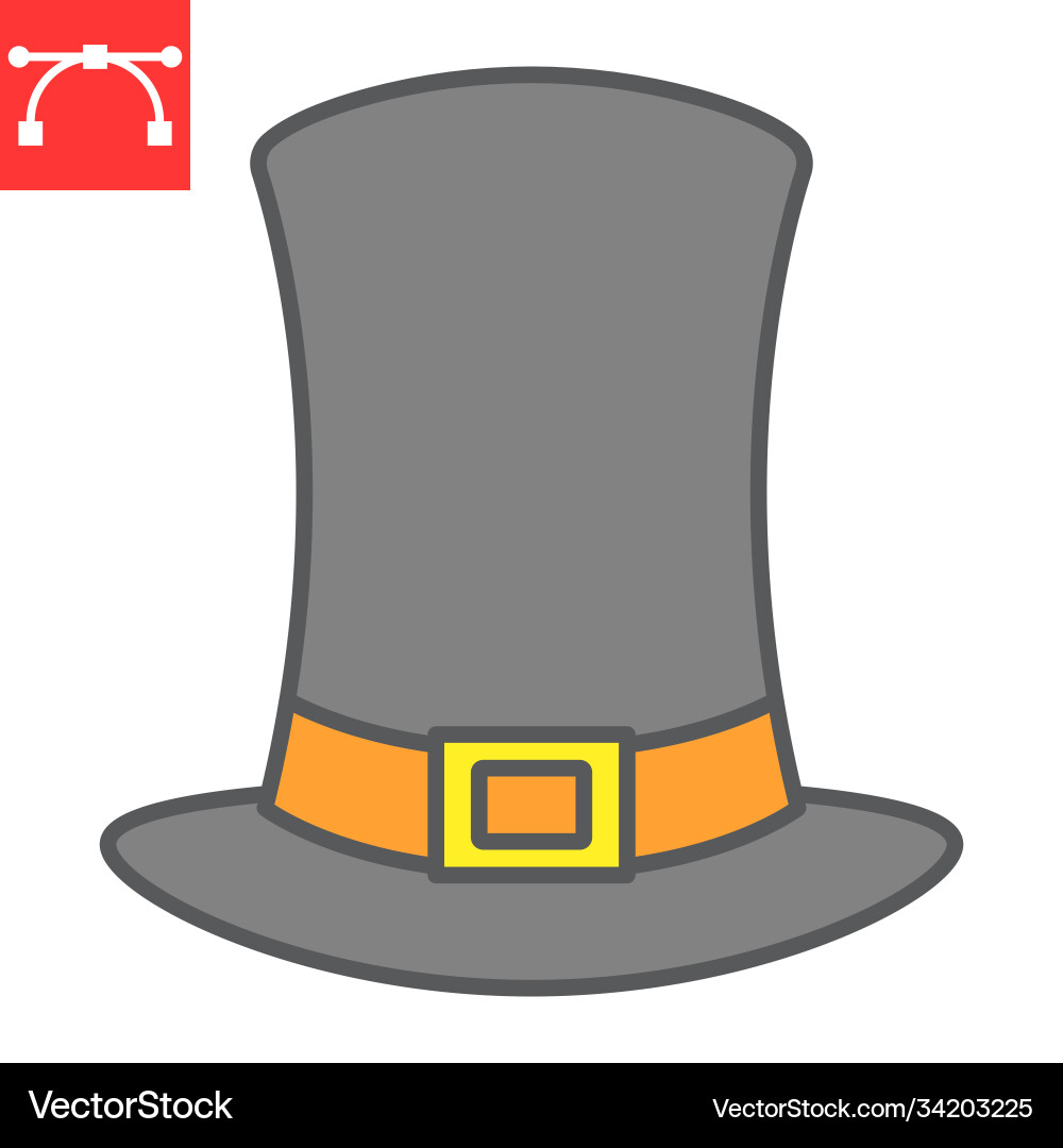 Pilgrim hat color line icon thanksgiving Vector Image