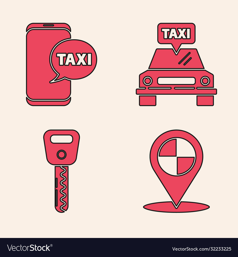 Set Map Pointer With Taxi Taxi Call Telephone Vector Image 