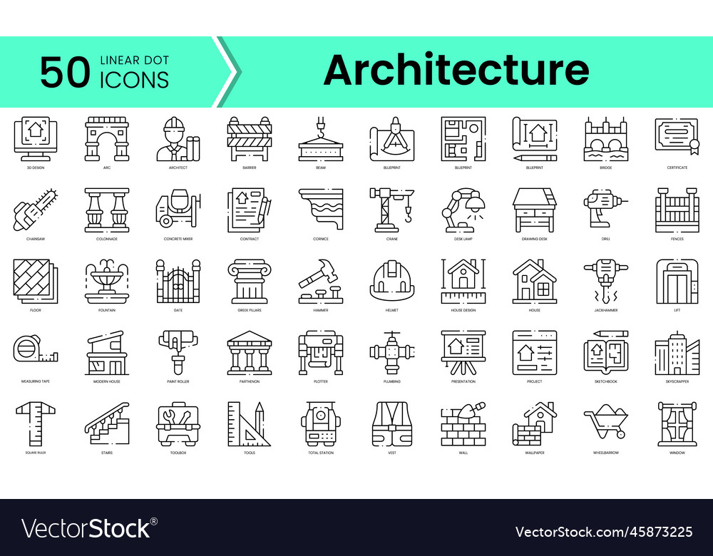 Set of architecture icons line art style icons Vector Image