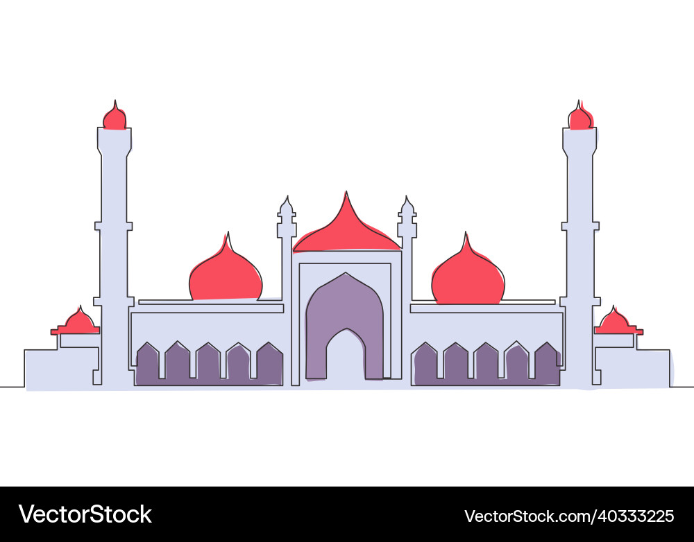 Single continuous line drawing of islamic Vector Image