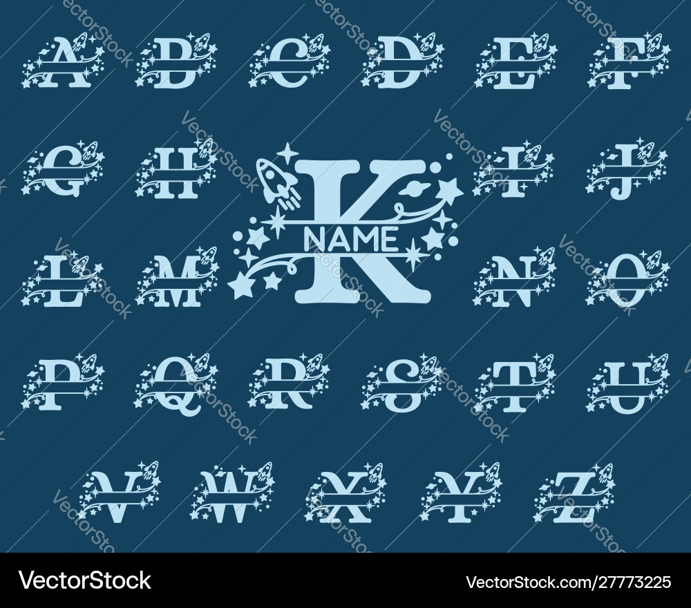 Split letters split monogram font split alphabet Vector Image