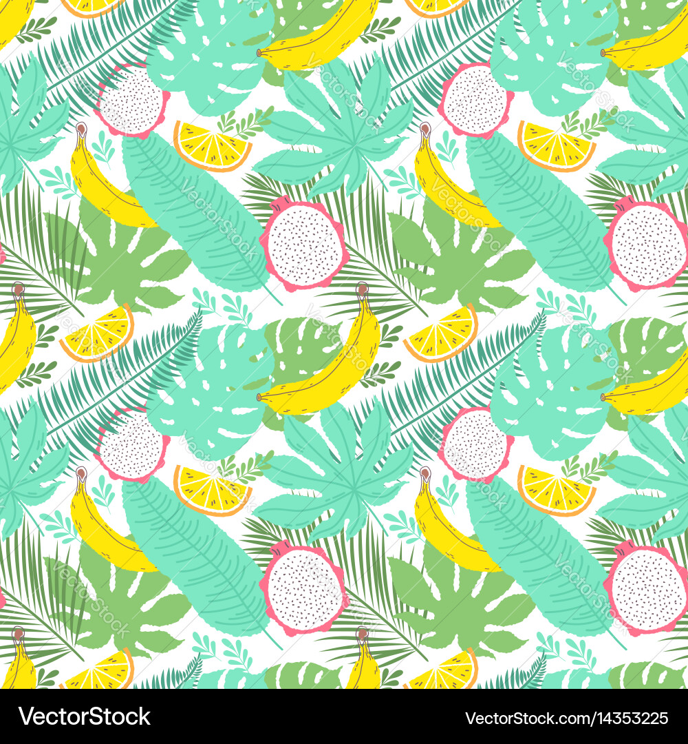 Tropical summer seamless background with bananas Vector Image