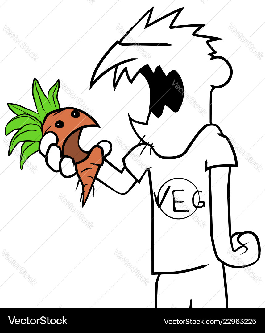 Vegetarian victim cartoon Royalty Free Vector Image