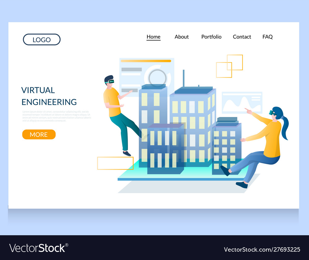 Virtual engineering website landing page Vector Image