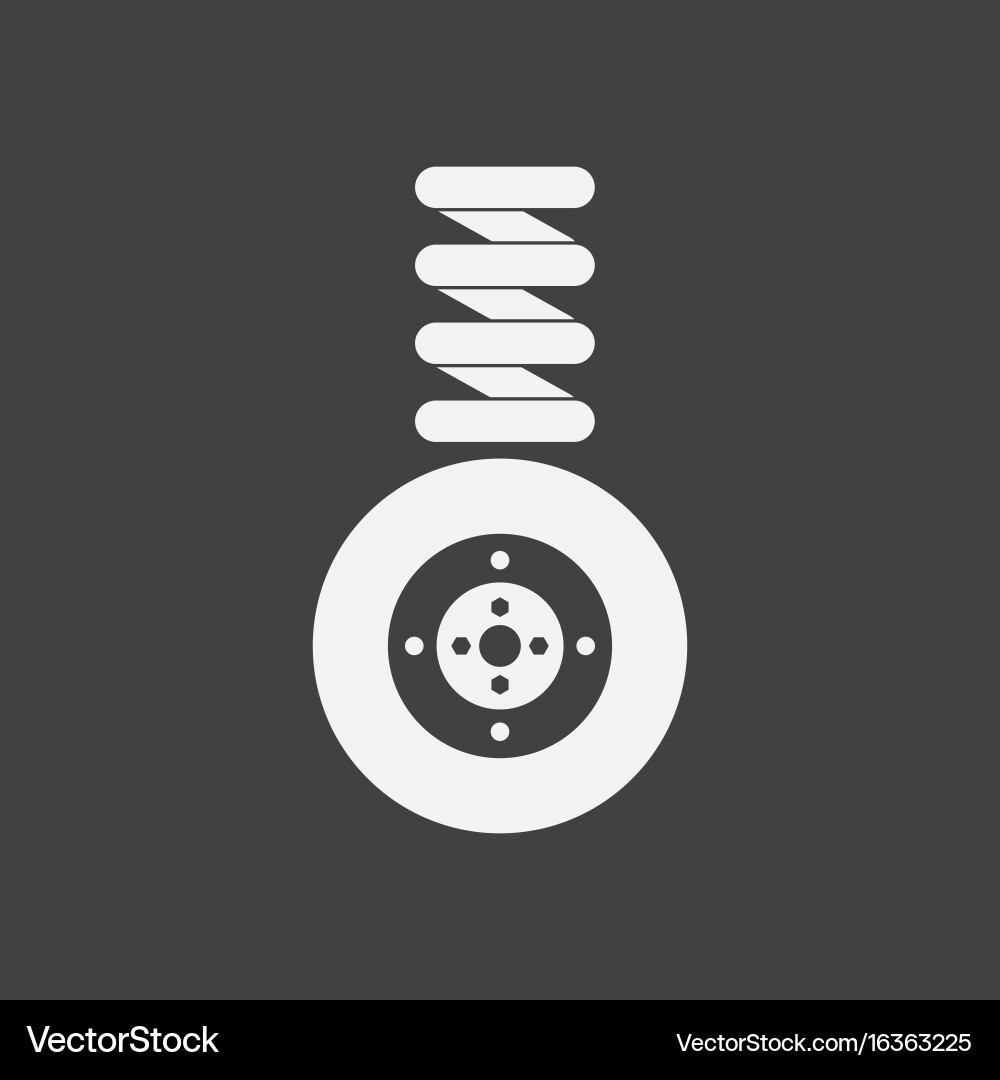 White icon on black background wheel and spring Vector Image