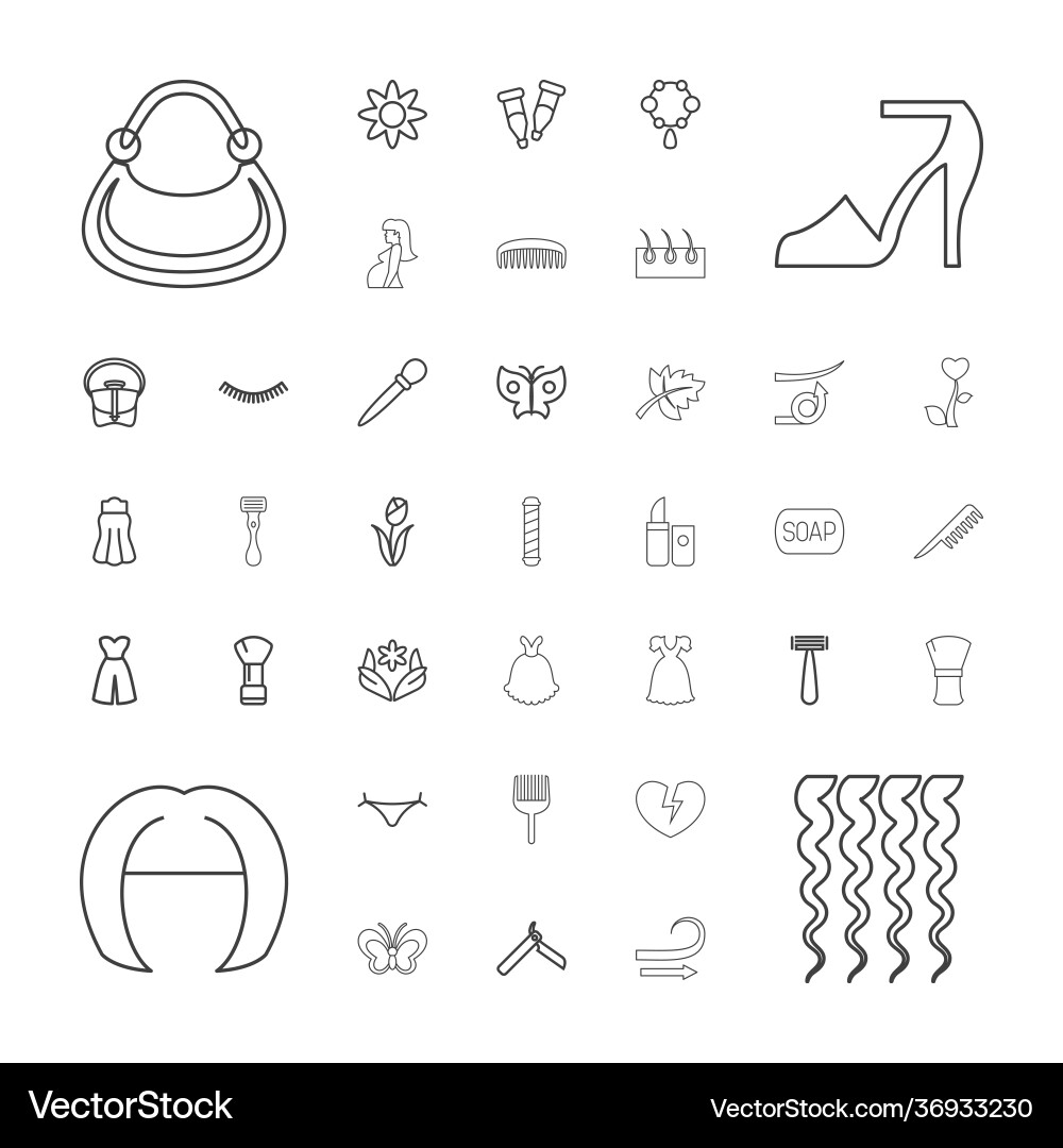 37 beauty icons Royalty Free Vector Image - VectorStock