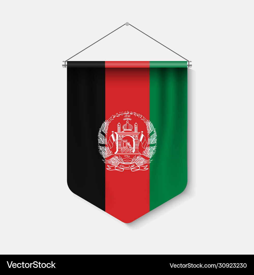 3d realistic pennant with flag afghanistan Vector Image