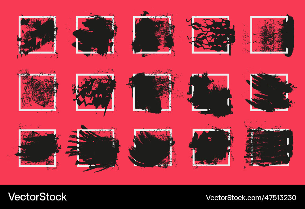 Apply ink to the square frame with a brush black Vector Image