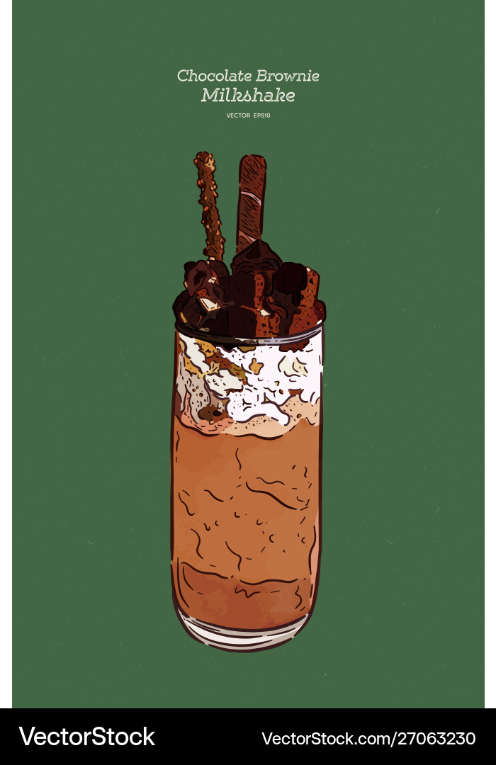 Delicious chocolate milkshake hand draw sketch Vector Image