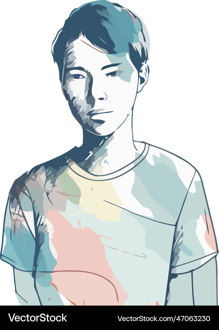 Drawing watercolor portrait man Royalty Free Vector Image