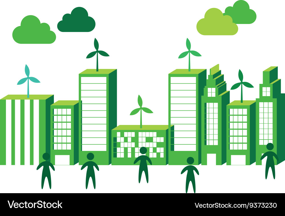 Ecological city buildings isolated icon design Vector Image