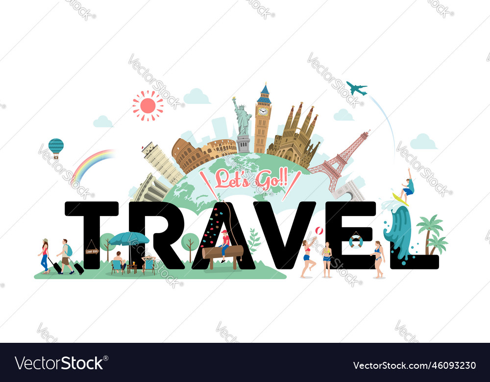 Lets go travel banner Royalty Free Vector Image
