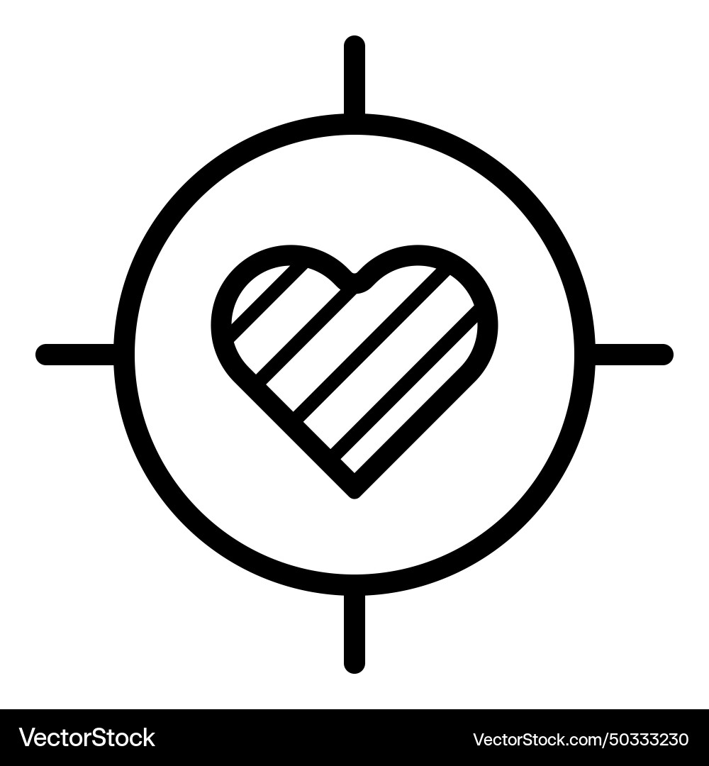 Love target flat icon isolated on white background