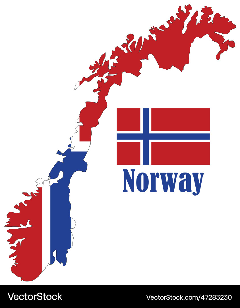 Norway map and flag Royalty Free Vector Image - VectorStock