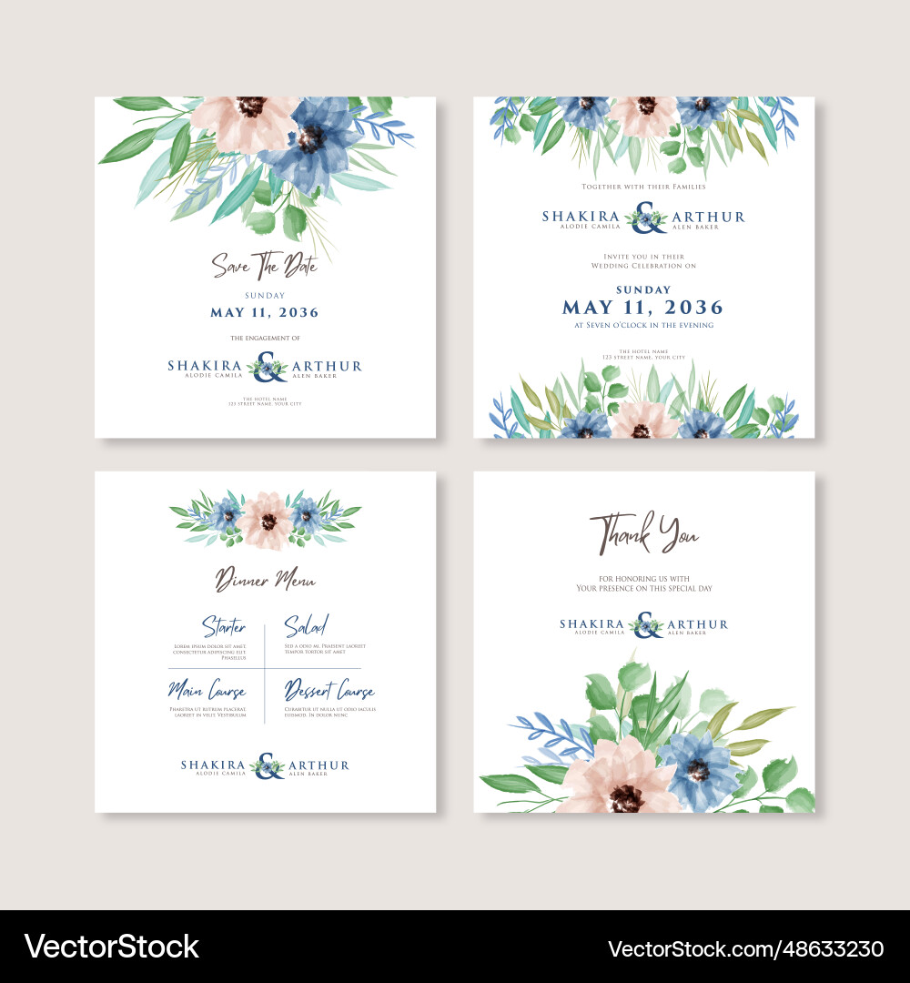 Set of beautiful wedding instagram post template Vector Image