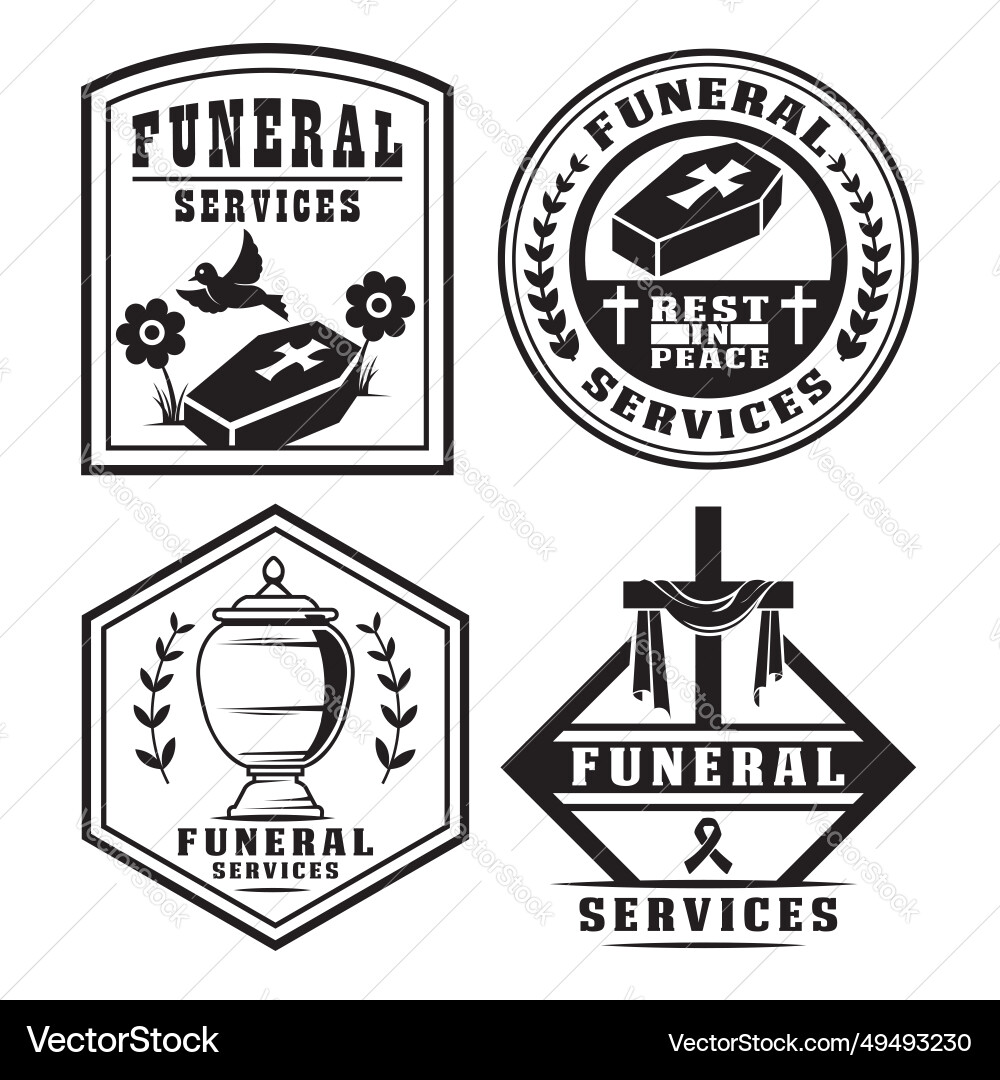 Set of funeral services logo template Royalty Free Vector